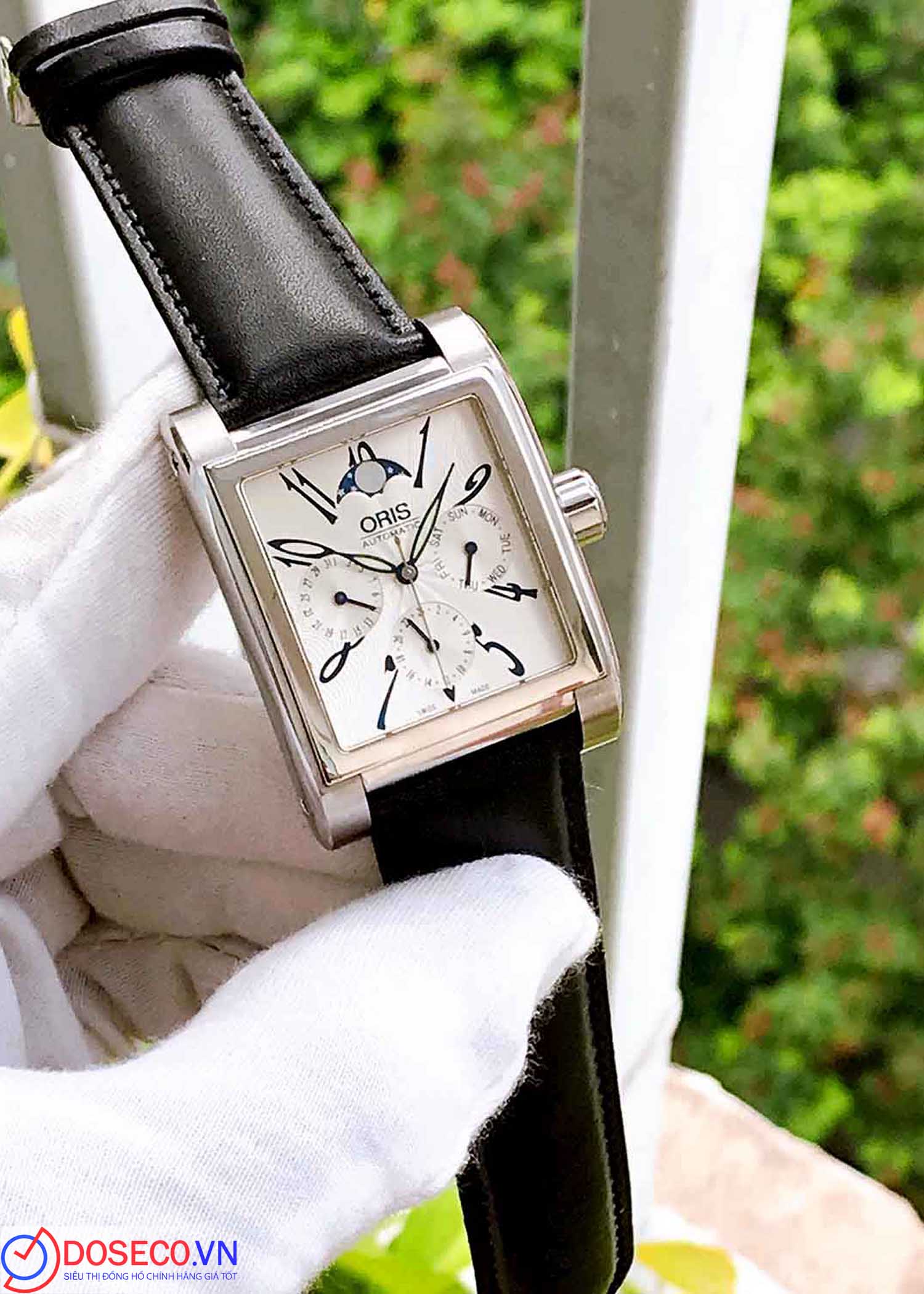 Oris Rectangular Complication GMT Moonphase 7528 dây da used